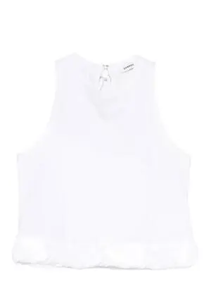 Sandro Ruffled Tank Top - White