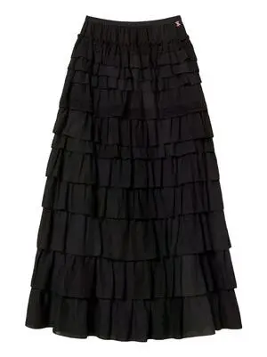 TWINSET Long Ruffled Lace Skirt - Black