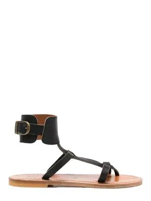 K.JACQUES Ankle-cuff Flat Sandals - Black