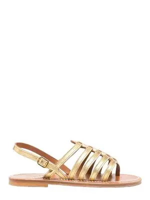 K.JACQUES Metallic-effect Strappy Flat Sandals - Yellow