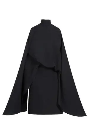 TALLER MARMO Bacall High-Neck Open-Sleeve Dress Black