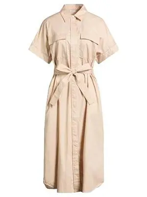 Peserico Belted Poplin Midi Shirt Dress - Beige