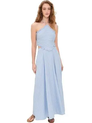 Line & Dot Tobie Halter Midi Dress - Blue