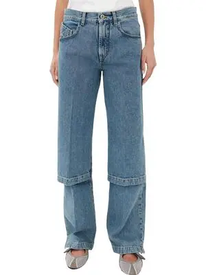 Attico Paneled Wide-leg Jeans - Sky Blue