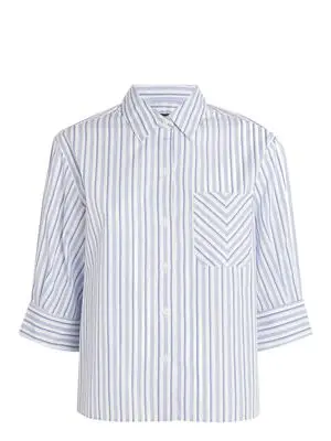 Rag & Bone Cotton Poplin Stripe Lucia Shirt Blue