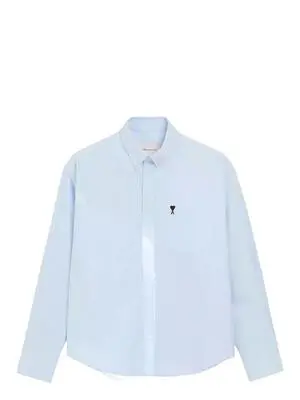 Ami Logo-embroidered Shirt - Blue