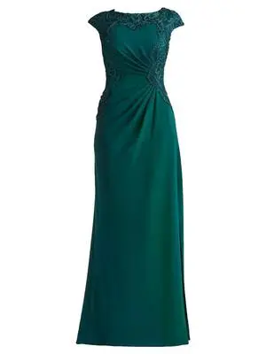 Tadashi Shoji Tadashi Shoji Johari Embroidered Maxi Dress Green