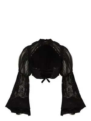 AMIR SLAMA Lace Puff-Sleeve Bolero
