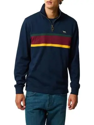 Rodd & Gunn Chesterfield Chest Stripe Quarter Zip Long Sleeve Polo - Eclipse