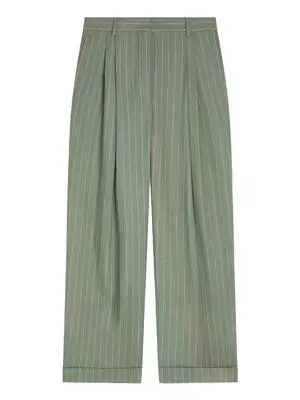 Dries Van Noten Pinstripe Pleated Trousers - Green