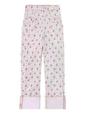 GANNI Floral Roll-up Jeans - Neutrals