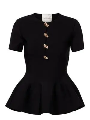 Roland Mouret Embellished Peplum Top - Black