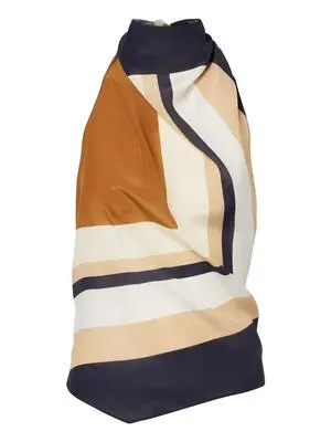 SIR. Printed Halterneck Silk Top - Multicoloured