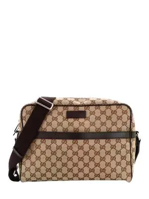 Gucci Front Pocket Zip Messenger Bag Gg Canvas Medium - Brown