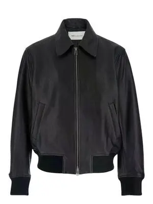 AMI Paris Lamb Leather Zipped Jacket - Black