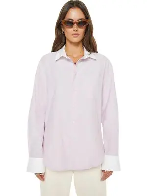 MOTHER The Roomie Frenchie Julienne Cut Shirt - Blue