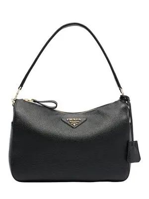 Prada Medium Leather Shoulder Bag - Black