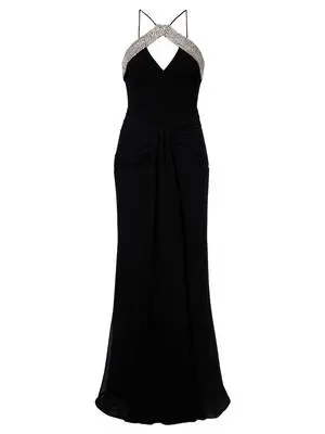 Rebecca Vallance Embellished Draped Gown - Black