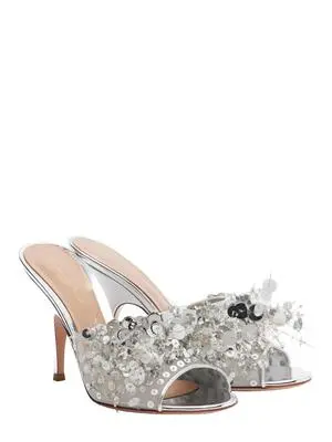 GIANVITO ROSSI Abyssa Sequined Mesh Mules - Silver