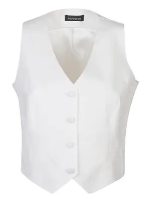 ACTUALEE Linen Vest - Beige