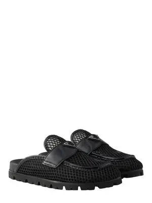 Prada Mesh Fabric Mules - Black