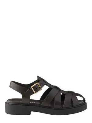 Prada Leather Fisherman Sandals - Brown