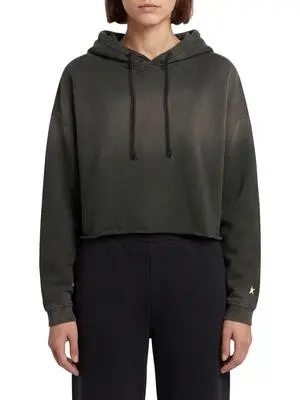 GOLDEN GOOSE Cropped Hoodie - Charcoal