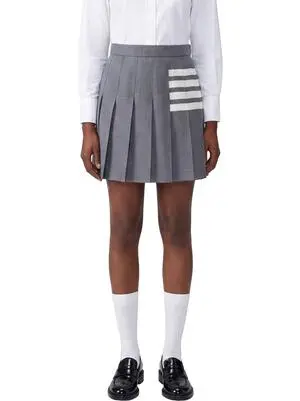 Thom Browne Pleated Skirt With Signature Stripes - Grey