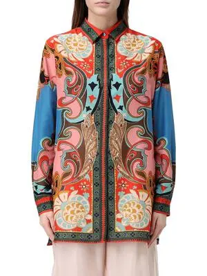 Etro Printed Cotton And Silk Long Sleeve Shirt - Multicolor