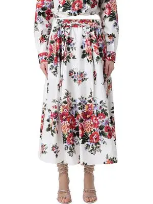Dolce & Gabbana Printed Poplin Midi Skirt - White