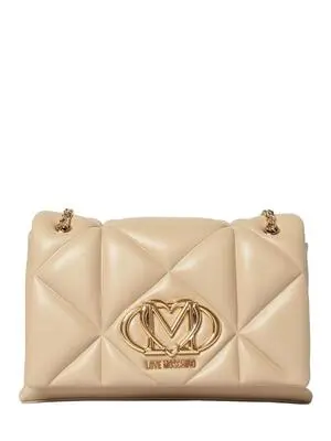Moschino Quilted Shoulder Bag With Chain Strap - Beige