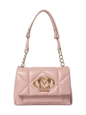 Moschino Love Moschino Quilted Shoulder Bag With Gold Tone Logo Pink