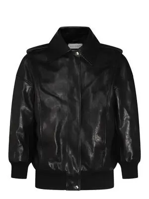 Alexander McQueen Leather Bomber Jacket - Black