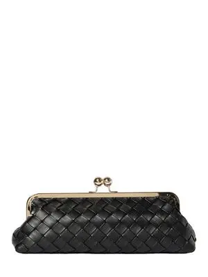 TWINSET Woven Clutch With Gold Tone Clasp - Black