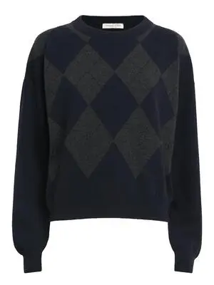 Johnstons Of Elgin Cashmere Argyle Sweater - Navy