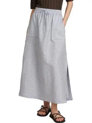 MM BY MAX MARA Sumero Stripe Linen Blend Skirt - Sky Blue