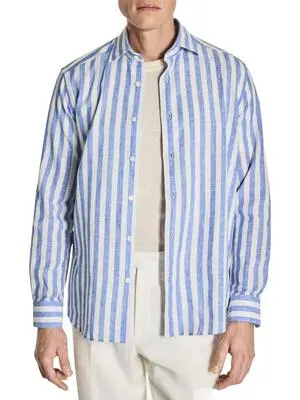 JACK VICTOR Jacques Linen & Cotton Button-up Shirt