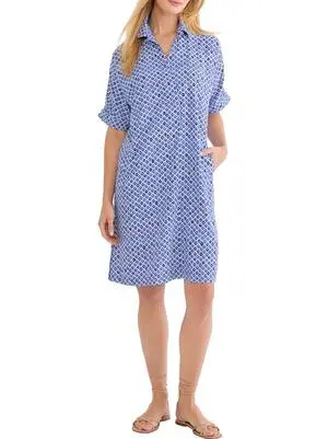 NIC+ZOE Mosaic Print Shift Dress - Blue Multi