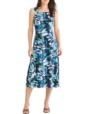 NIC+ZOE Giverny Knit Blanche Midi Dress - Green Multi