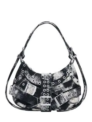 Desigual Logo Belt Detail Shoulder Bag - Light Gray