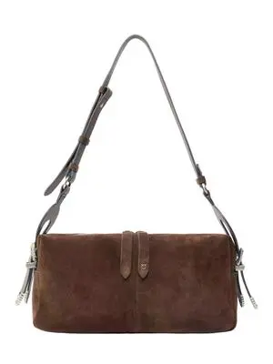 Pinko Medium Keeper Suede Shoulder Bag - Brown