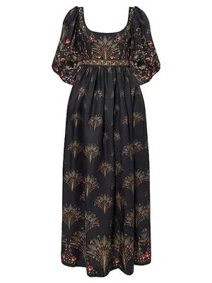 Agua Bendita Viviane Andes Balloon-sleeve Linen Maxi Dress - Multicolor