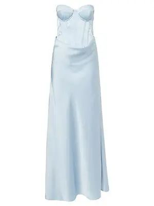 ROTATE BY BIRGER CHRISTENSEN Corset Draped Satin Maxi Dress - Plein Air