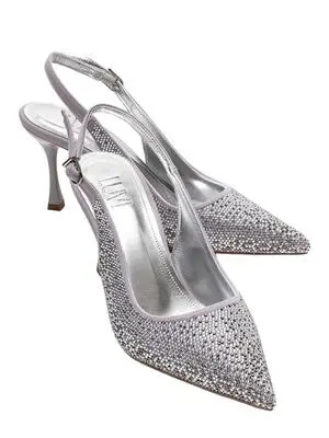 PROLOGUE SHOES Johanna Slingback Stiletto Pumps Silver