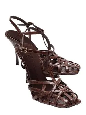 PROLOGUE SHOES Allos Stiletto Sandal - Brown