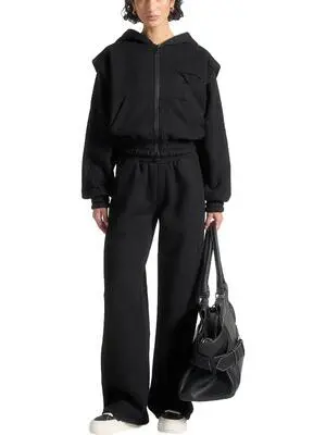 Manière De Voir Louna Wide Shoulder Zip Through Hoodie - Black