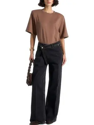 Manière De Voir Manière De Voir Wide Shoulder Bodysuit T-Shirt Brown