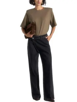 Manière De Voir Manière De Voir Wide Shoulder Bodysuit T-Shirt Olive