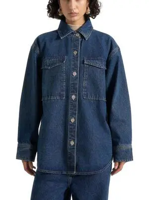 Manière De Voir Oversized Denim Shirt - Indigo