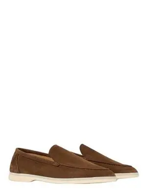 SCAROSSO Woven Suede Loafers - Chocolate - Suede